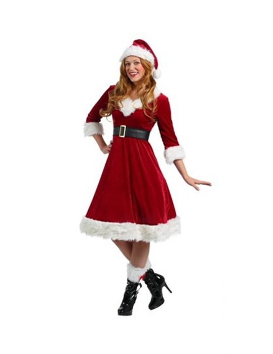 Womens Red Santa Costumes | Christams Santa Claus Velvet Costume for Womens